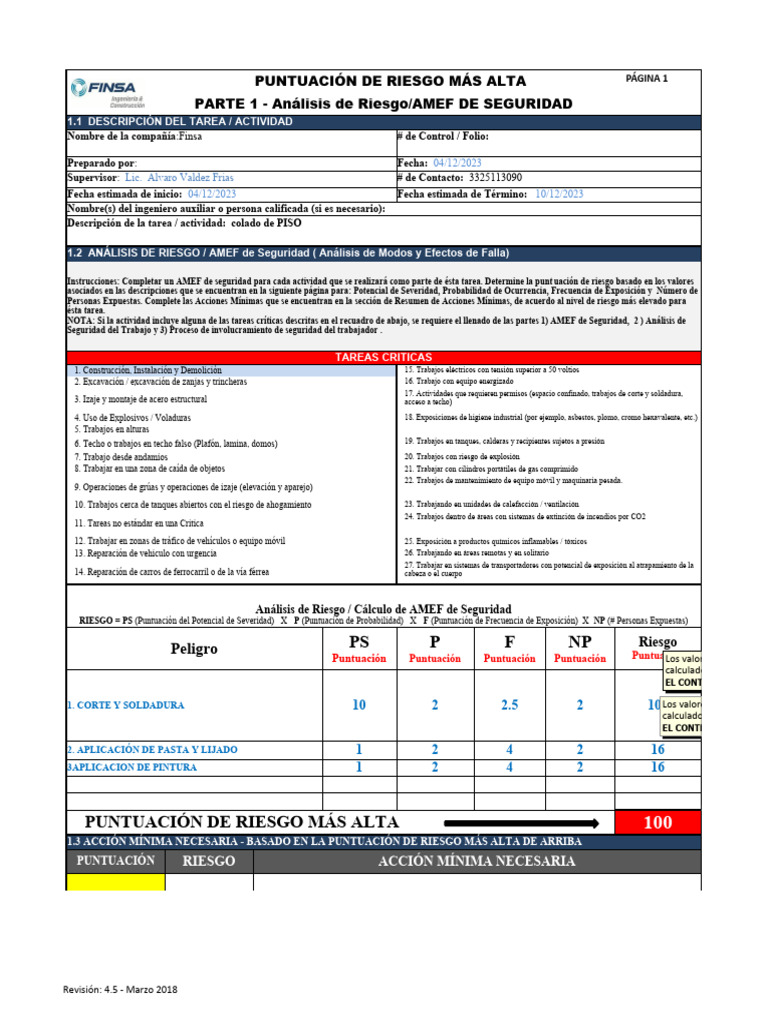 Fhse-011 Pre-Task Amef Rev.1 | PDF