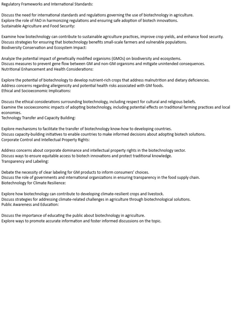 Sub Topics | PDF | Biotechnology | Agriculture