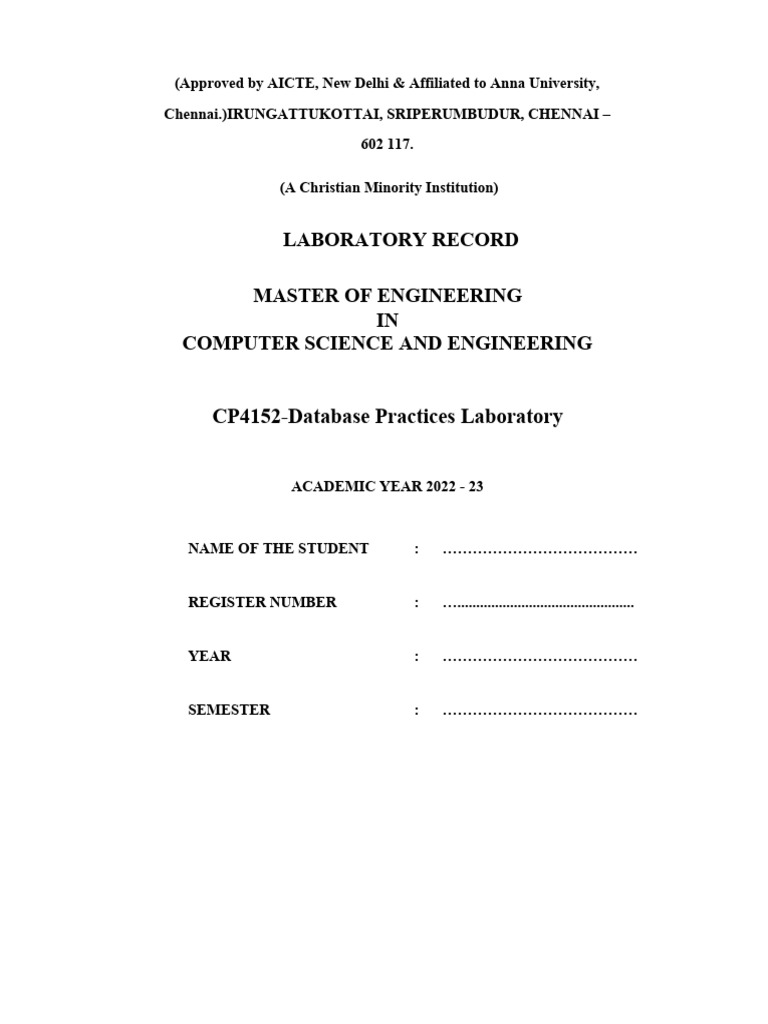 CP4152 Database Practices Lab | PDF | Xml Schema | Xml