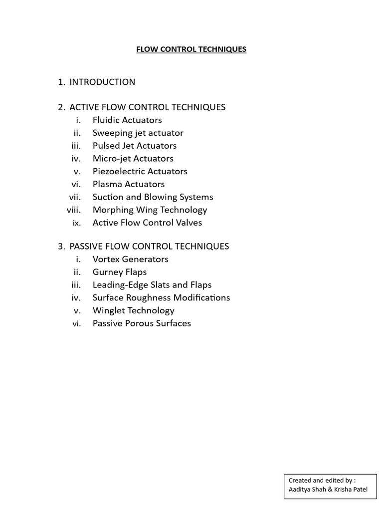 Flow Control Techniques Brief | PDF | Lift (Force) | Airfoil