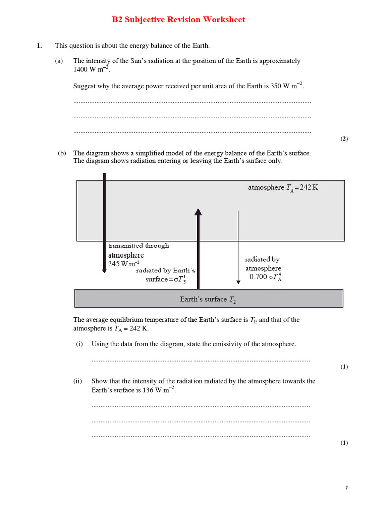 B2 Revision Questions | Download Free PDF | Greenhouse Effect ...