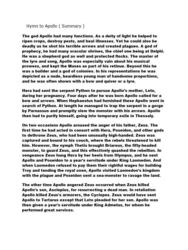 Hymn To Apollo | PDF | Apollo | Zeus