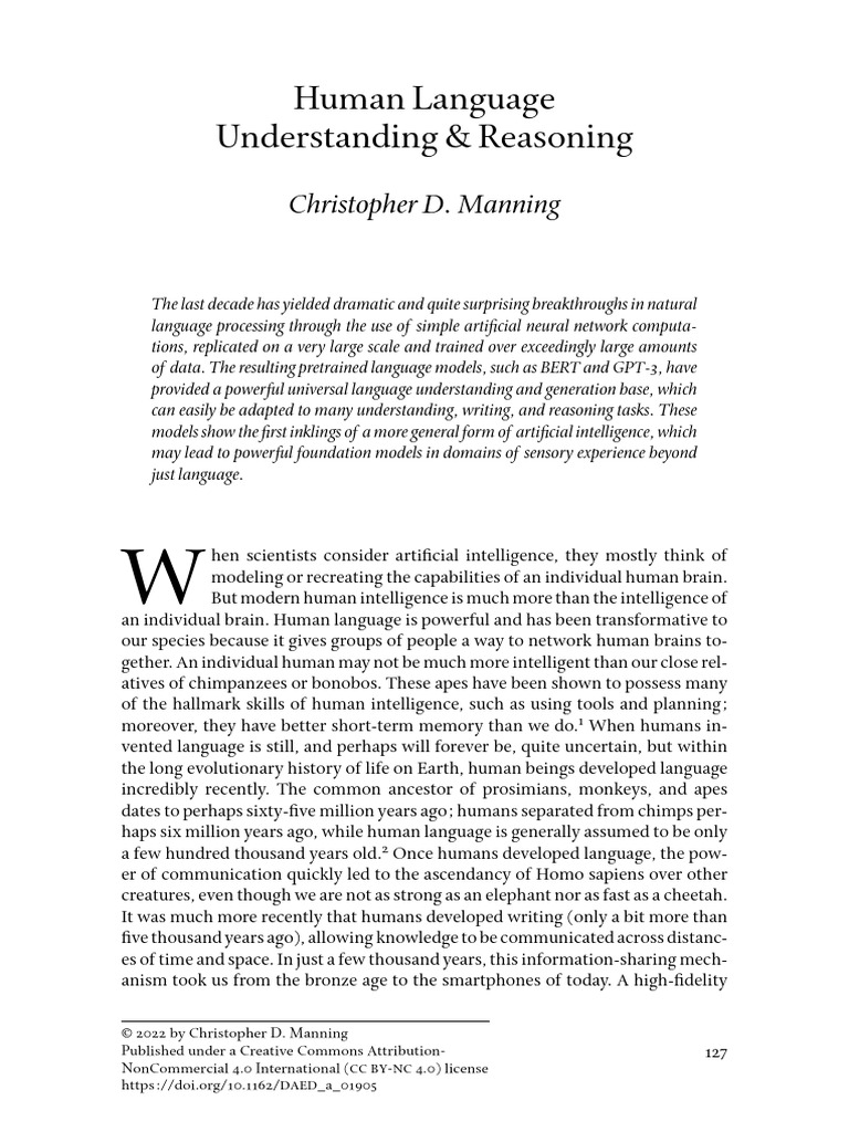 Human Language Understanding & Reasoning | PDF | Artificial ...
