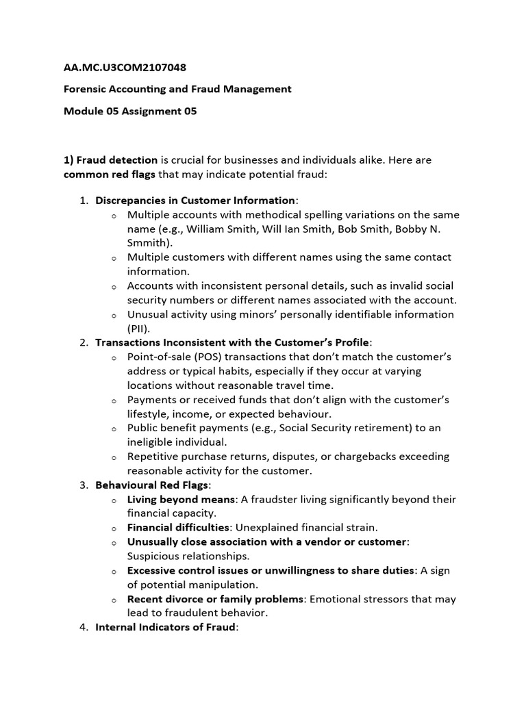 AA - MC.U3COM2107048 Forensic Accounting and Fraud Management Module 05 ...