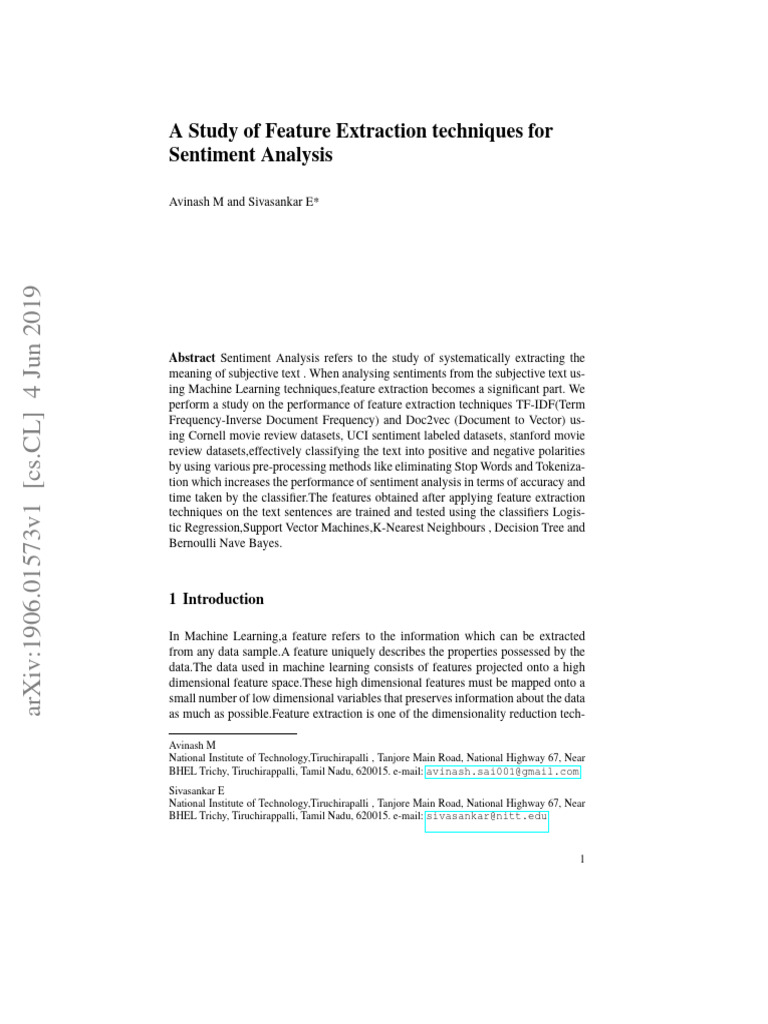 A Study of Feature Extraction Techniques For | PDF | Support Vector ...