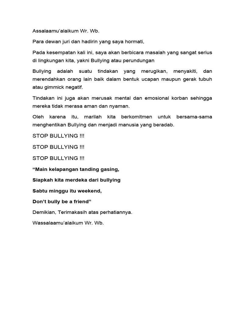 Teks Pidato Bullying | PDF