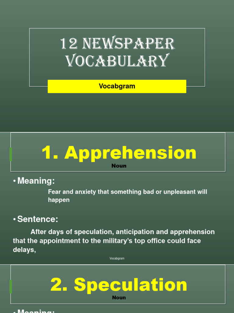 Newspaper Vocabulary Words New Army Chief Asim Muir | PDF | Linguistics ...