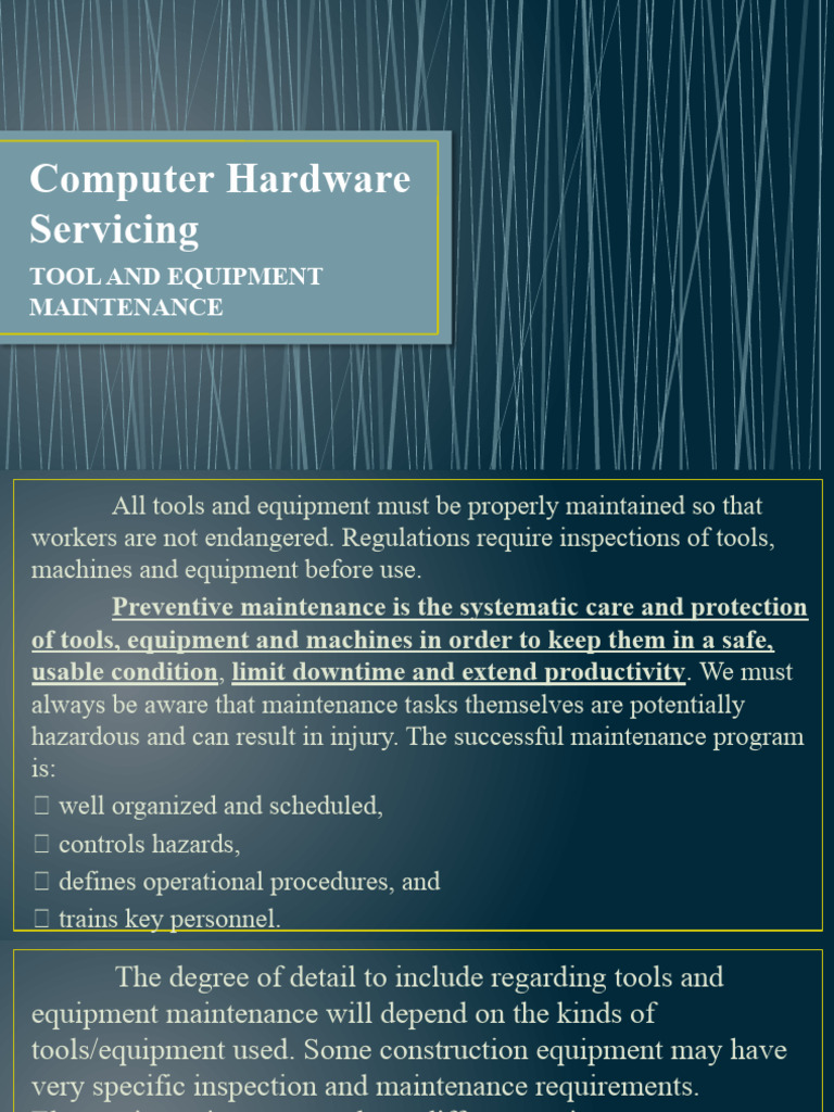 Tool and Equipment Maintenance Guide | PDF | Safety | Engineering
