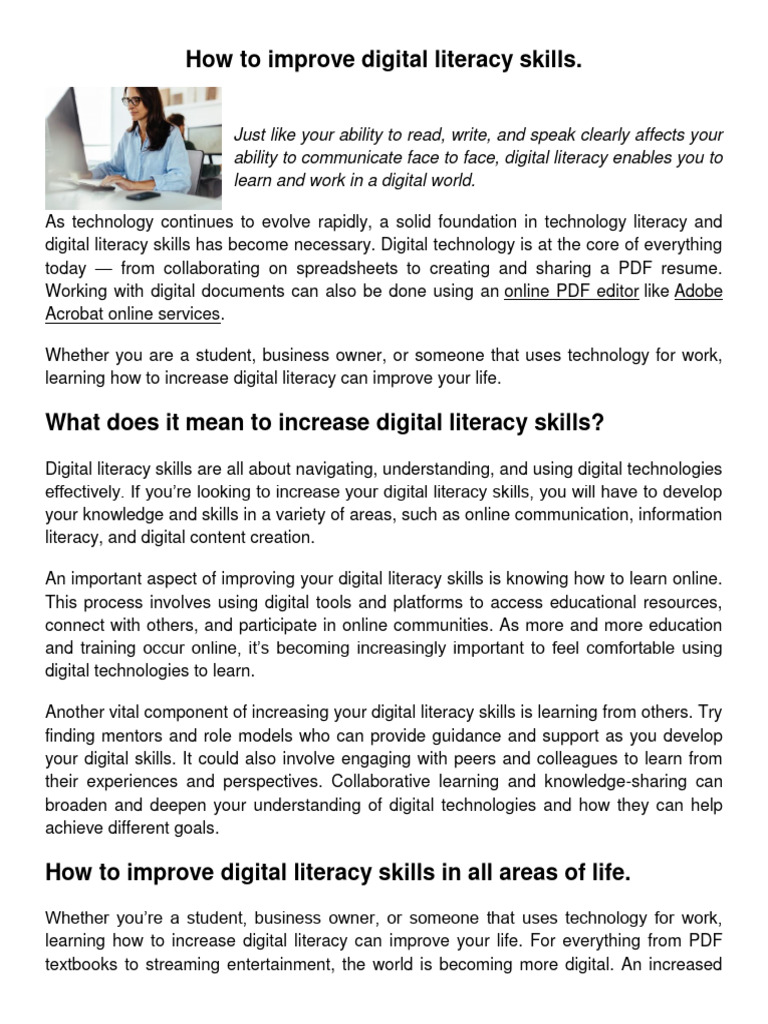 How To Improve Digital Literacy Skills | PDF | Educational Technology ...