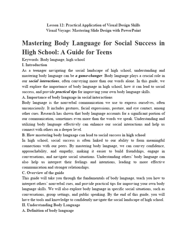 Body Language | PDF | Body Language | Nonverbal Communication