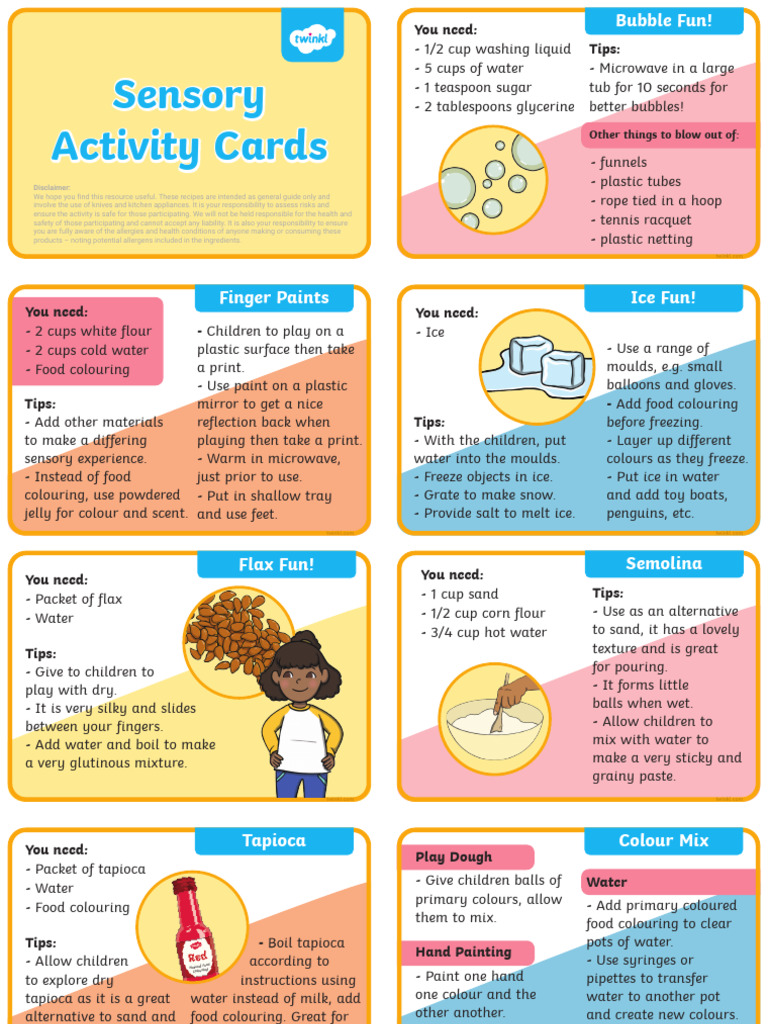 Sensory Activity Cards - Ver - 3 | PDF | Pasta | Foods