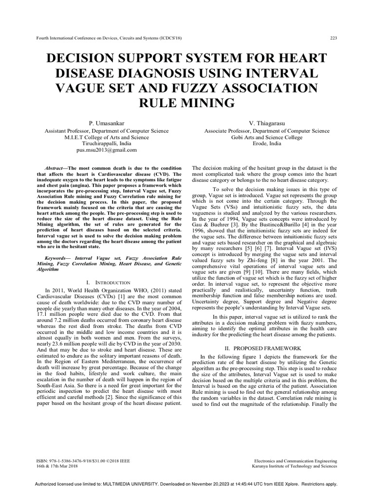 Decision Support System For Heart Disease Diagnosis Using Interval ... Decision Support System For Heart Disease Diagnosis Using Interval ...