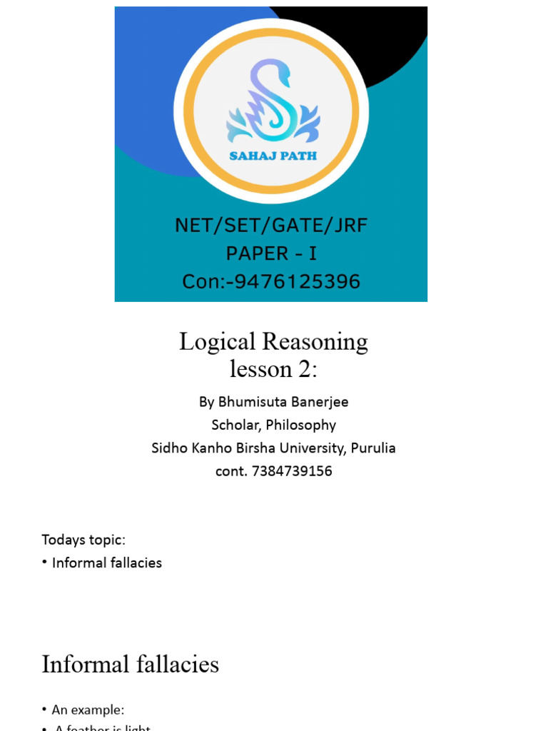 Logical Reasoning PPT 2 | PDF | Fallacy | Contradiction