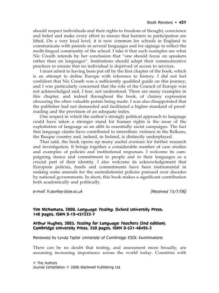 Language Testing by Tim McNamara and Tes | PDF | Linguistics ...