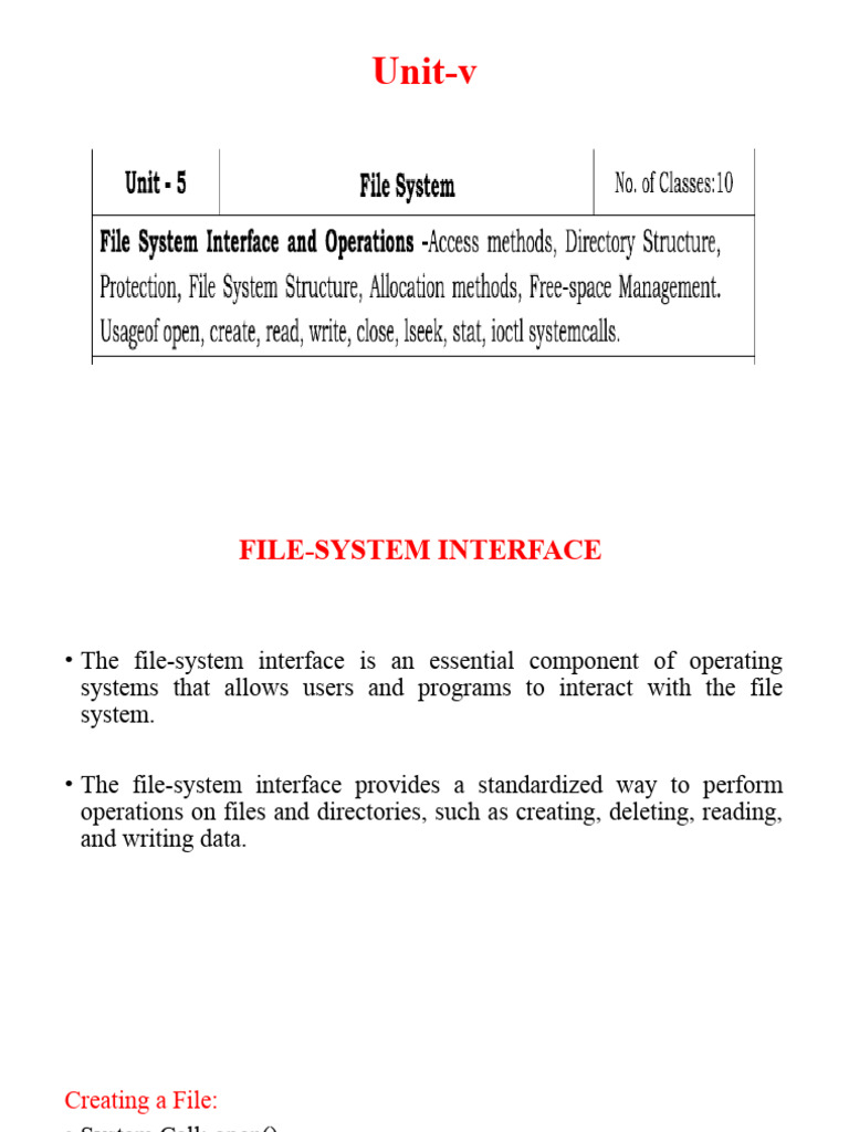 Operating System Unit-V | PDF | Computer File | File System Operating System Unit-V | PDF | Computer File | File System