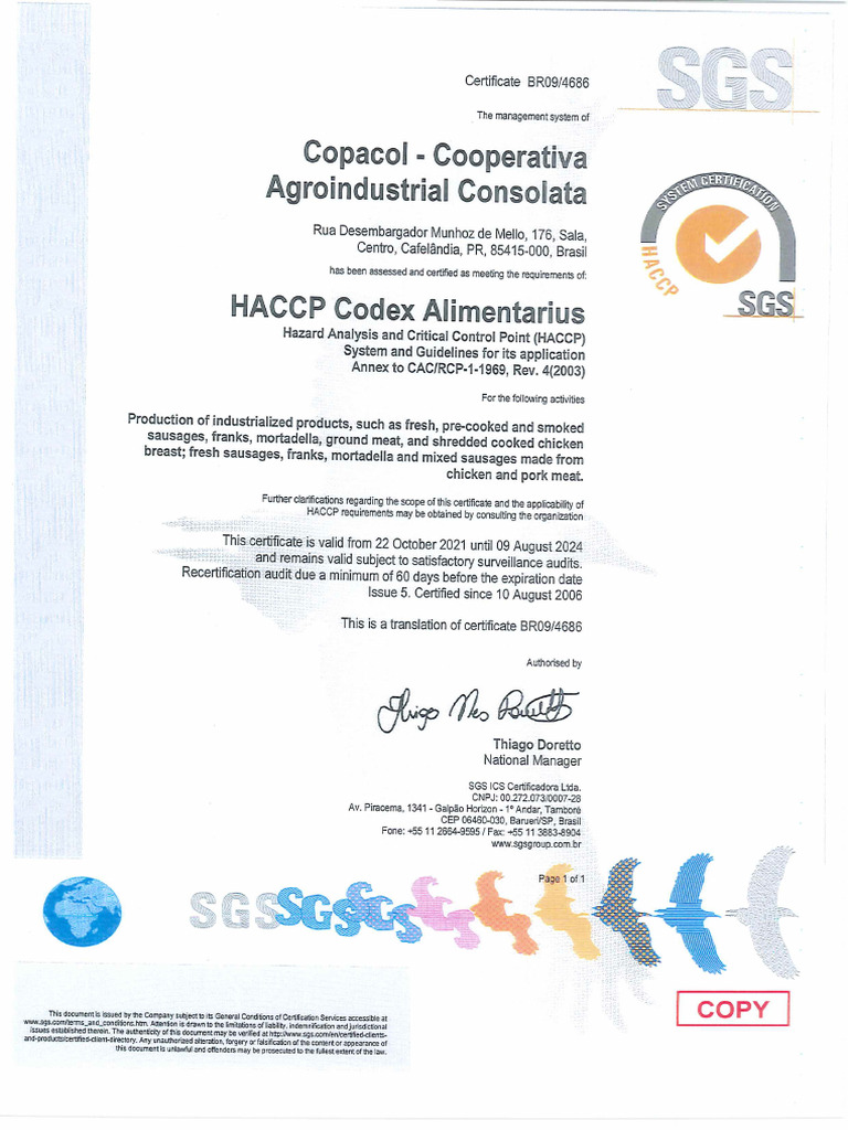 Certificado Haccp Pdf