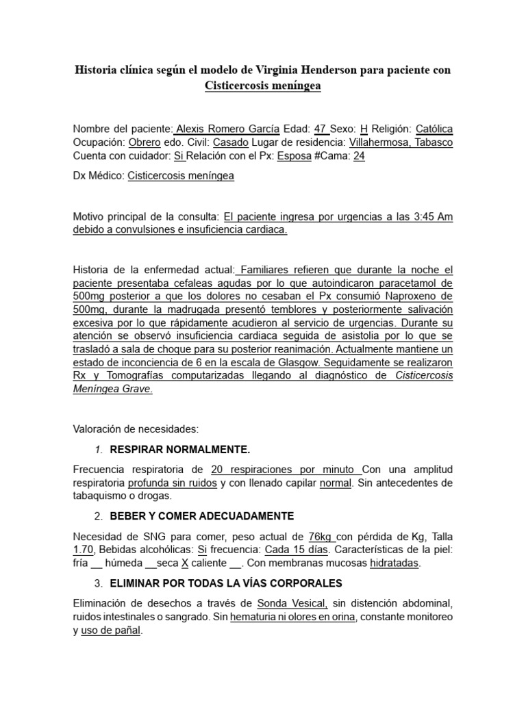 Historia Clínica Modelo de V | PDF | Las emociones | Medicina CLINICA