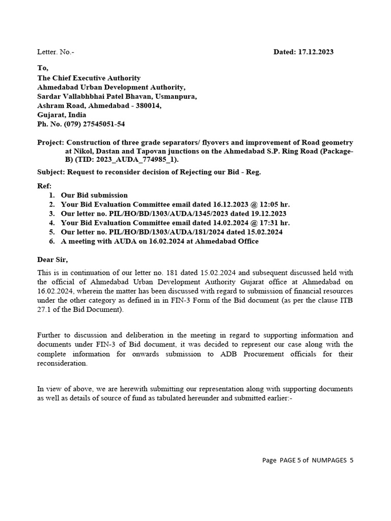 Draft Reply To AUDA - 17.02.2023 - Request To Reconsider Decision of ...