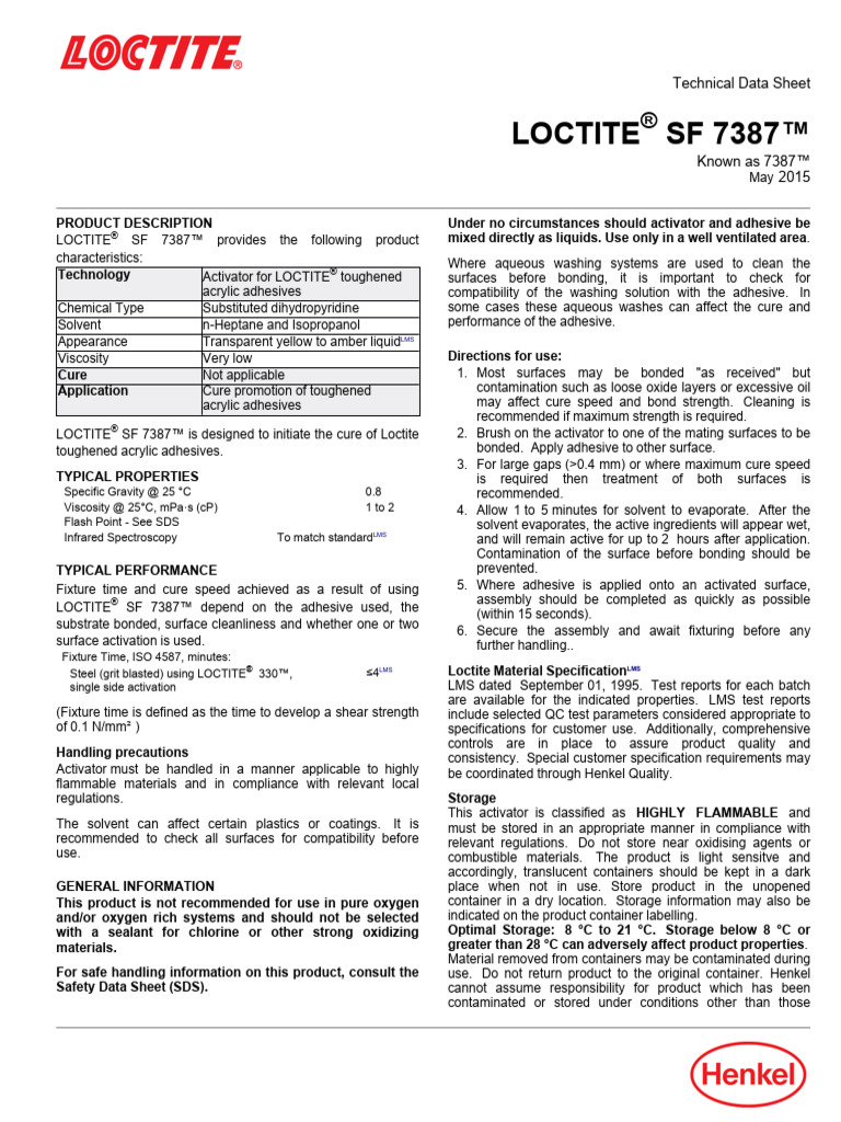 LOCTITE SF 7387 en - GL | PDF | Adhesive | Trademark
