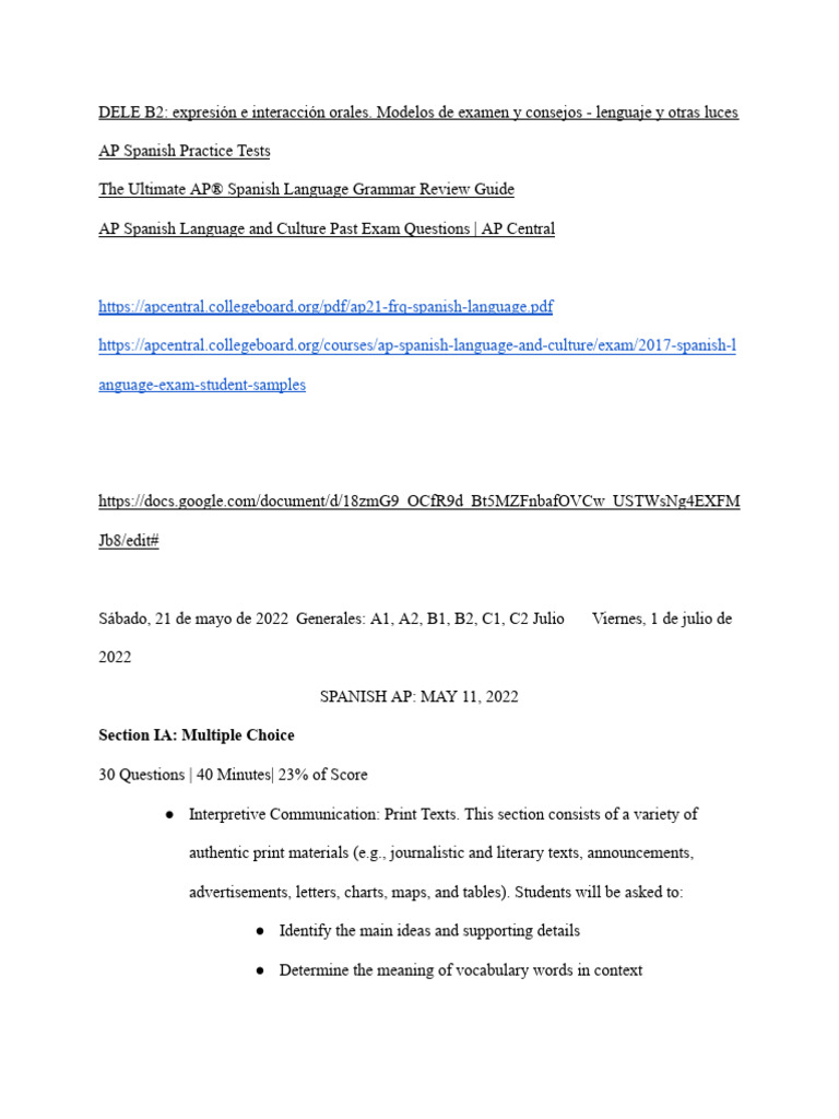 My Spanish AP Study Guides | PDF