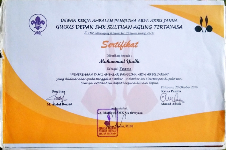 Sertifikat Pramuka | PDF