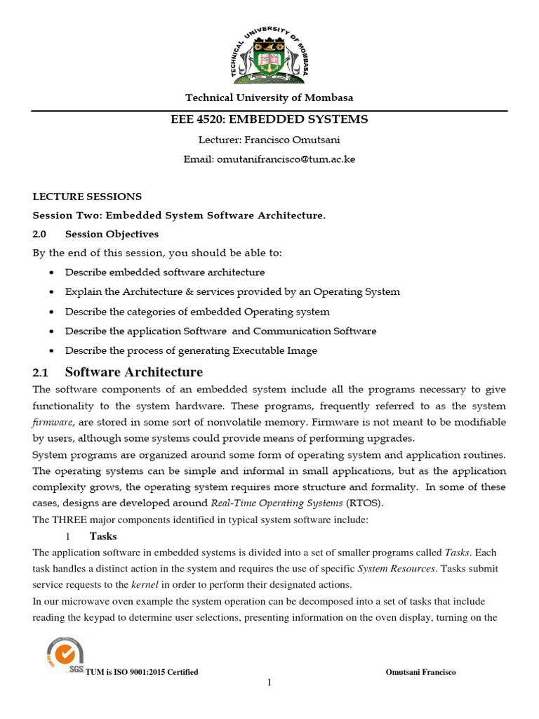 2D - Software Architecture | PDF | Embedded System | Operating System