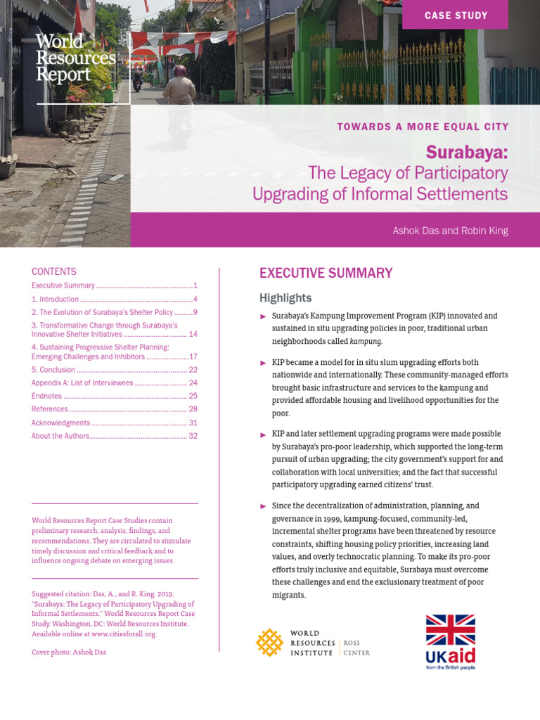 Surabaya Legacy Participatory Upgrading Informal Settlements | PDF | Slum | Urbanization