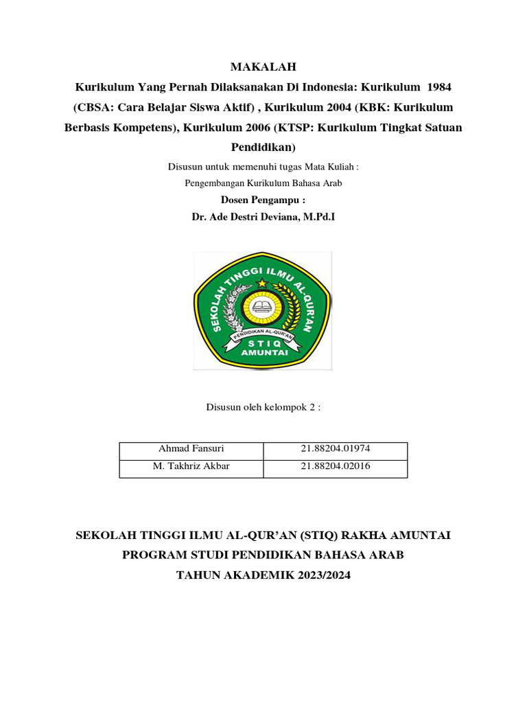 Kurikulum CBSA, KBK, Dan KTSP | PDF