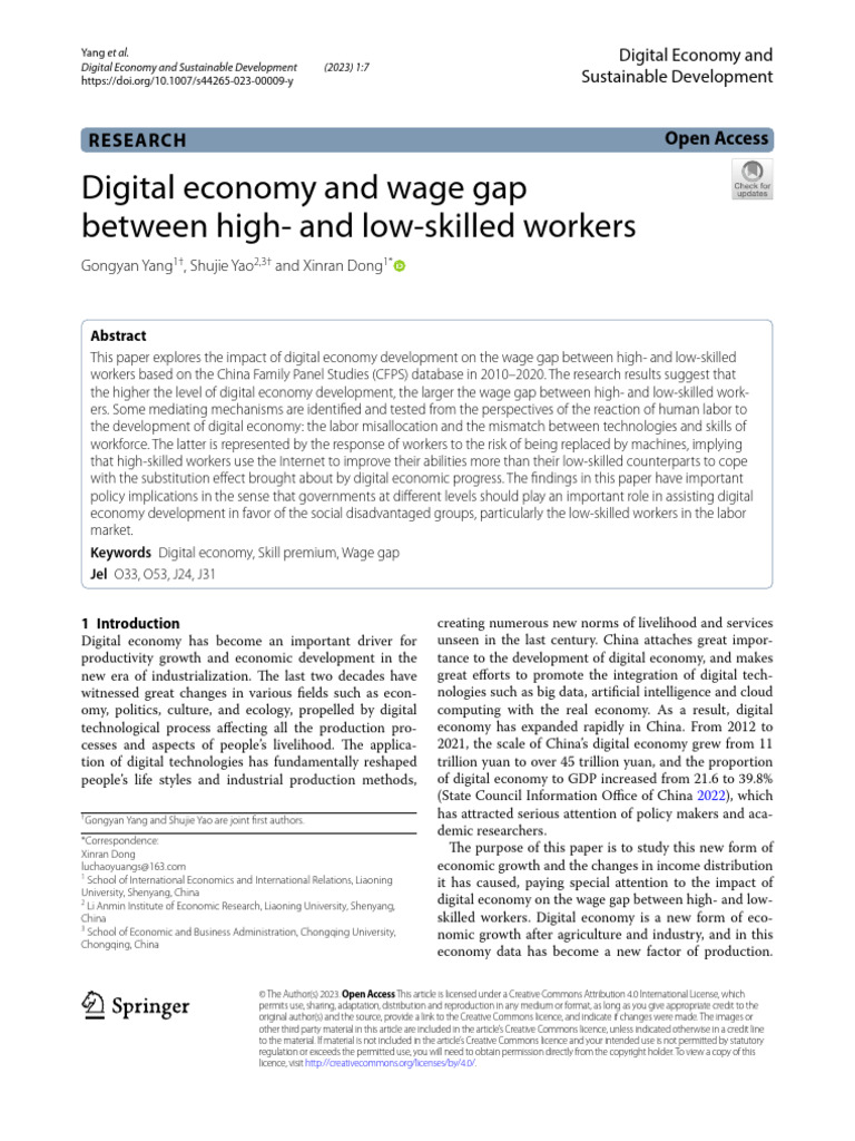 Article 0002. Digital Economy and Wage Gap Between High - and Low-Skilled Workers | PDF | Labour ...