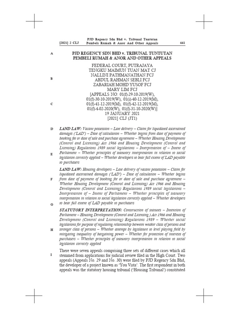 PJD REgency (FC) - (2021) 2 CLJ 441 | PDF | Legal Remedy | Rebate ...