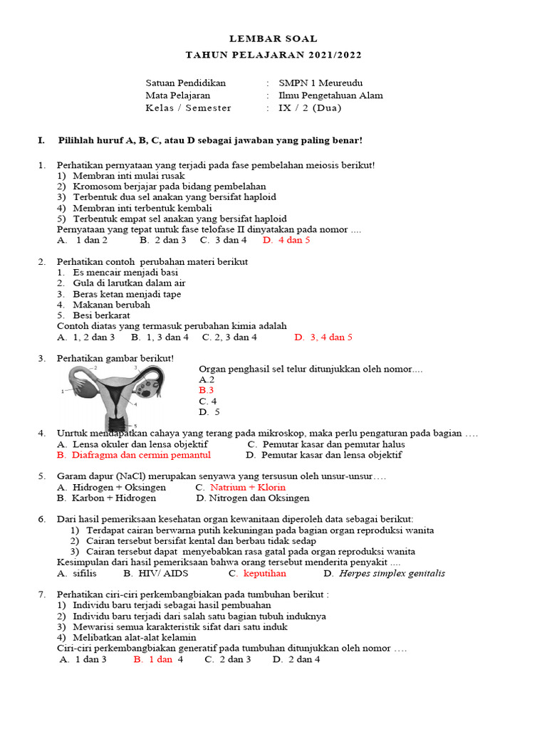 Soal Ipa KLS Ix | PDF | Sains & Matematika