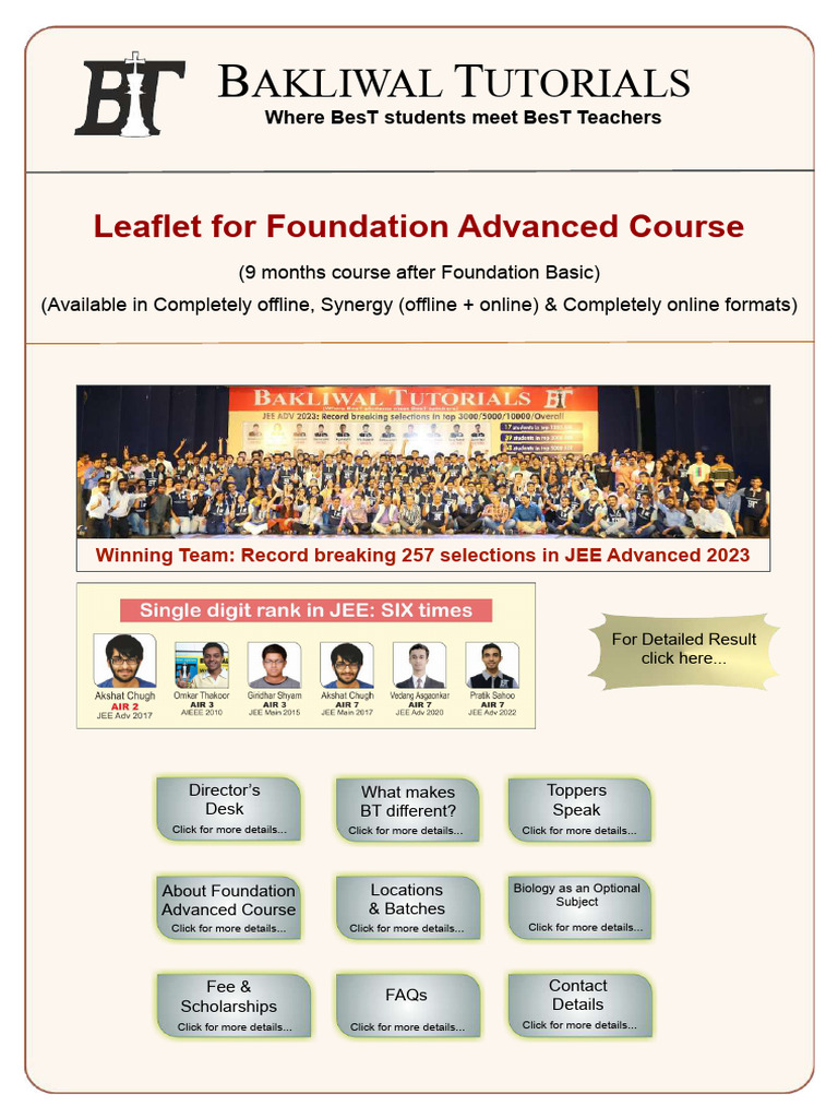 Foundation Advanced 2025 Leaflet | PDF | Lecture | Teachers