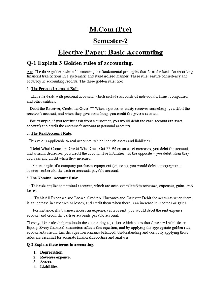 Basic Accounting. | PDF | Debits And Credits | Depreciation