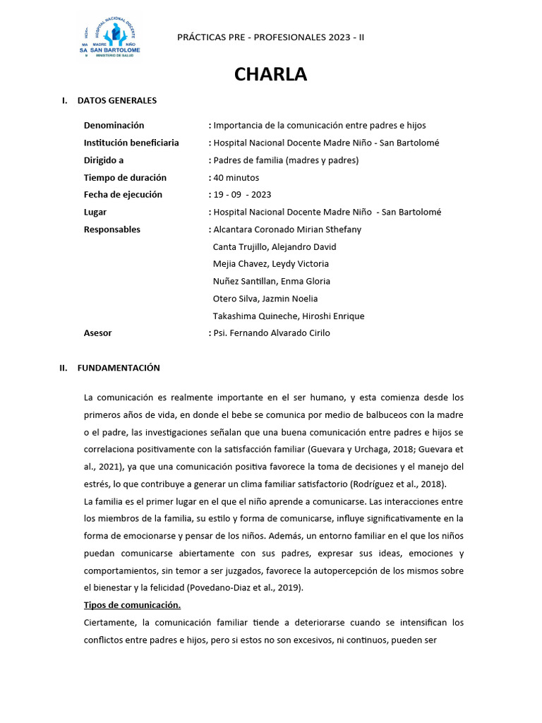 Charla 2 | PDF | Comunicación | Sicología