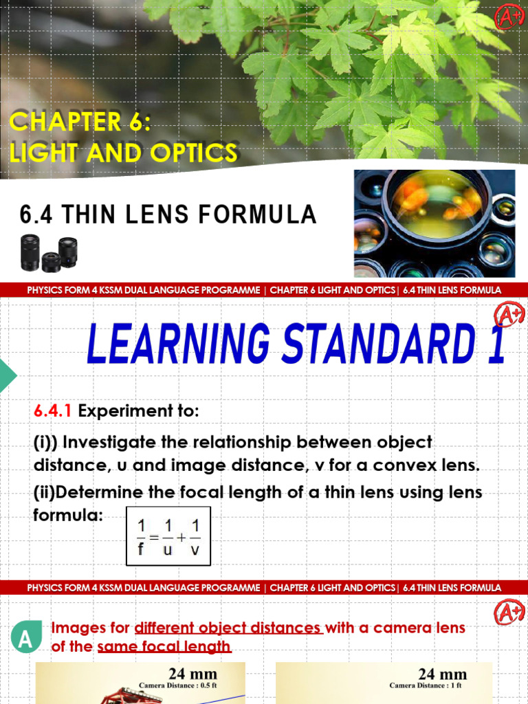 6.4 Thin Lens Formula | PDF | Optics | Electromagnetic Radiation