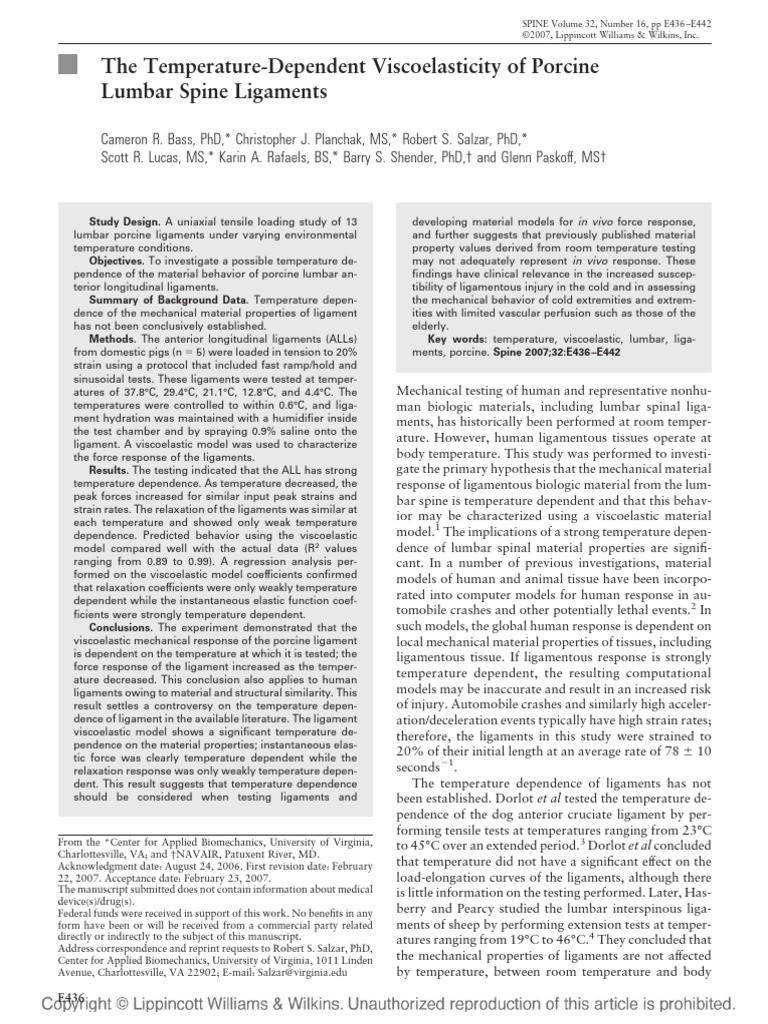 The Temperature-Dependent Viscoelasticity of Porcine Lumbar Spine ...