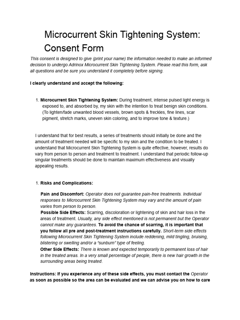 Microcurrent System Consent Form | PDF