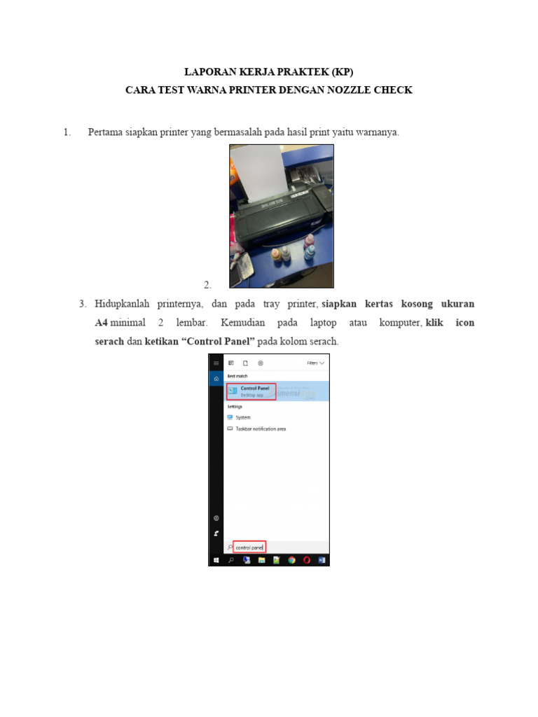 Laporan Cara Test Warna Printer Dengan Nozzle Check | PDF