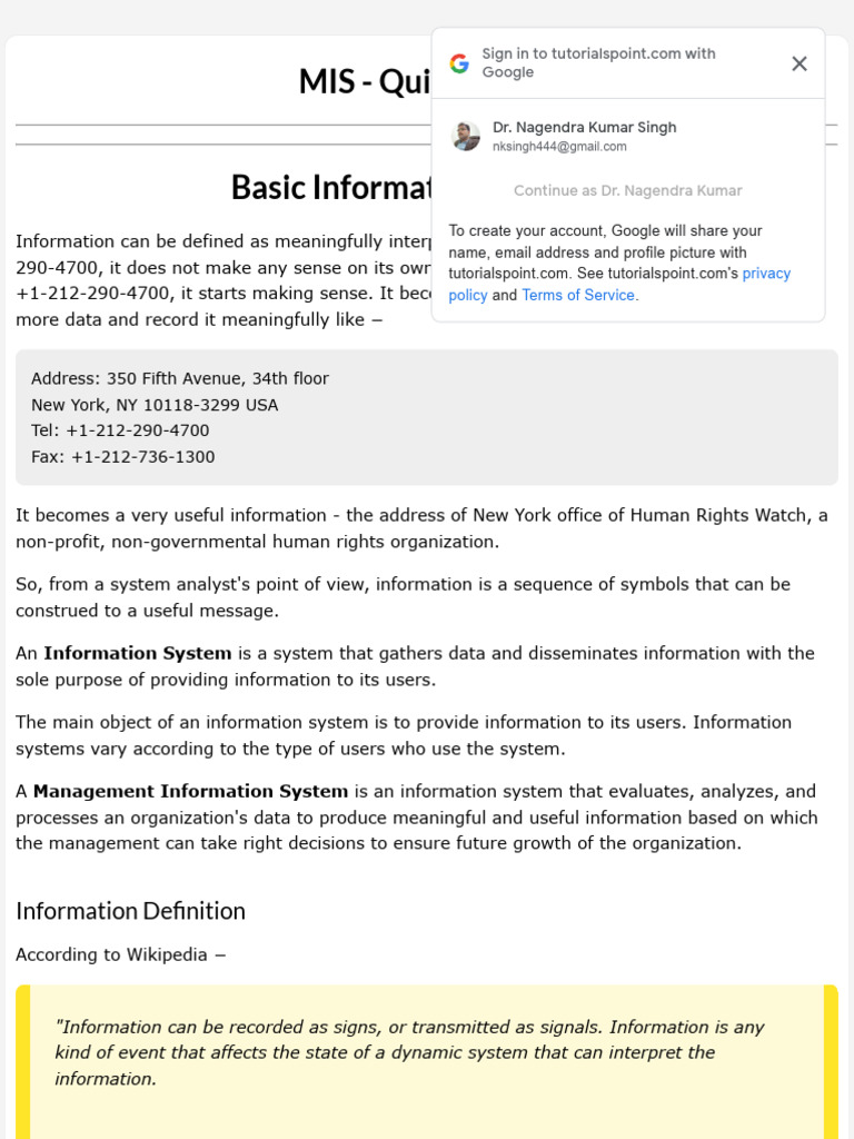 MIS - Quick Guide | PDF | Information | Enterprise Resource Planning
