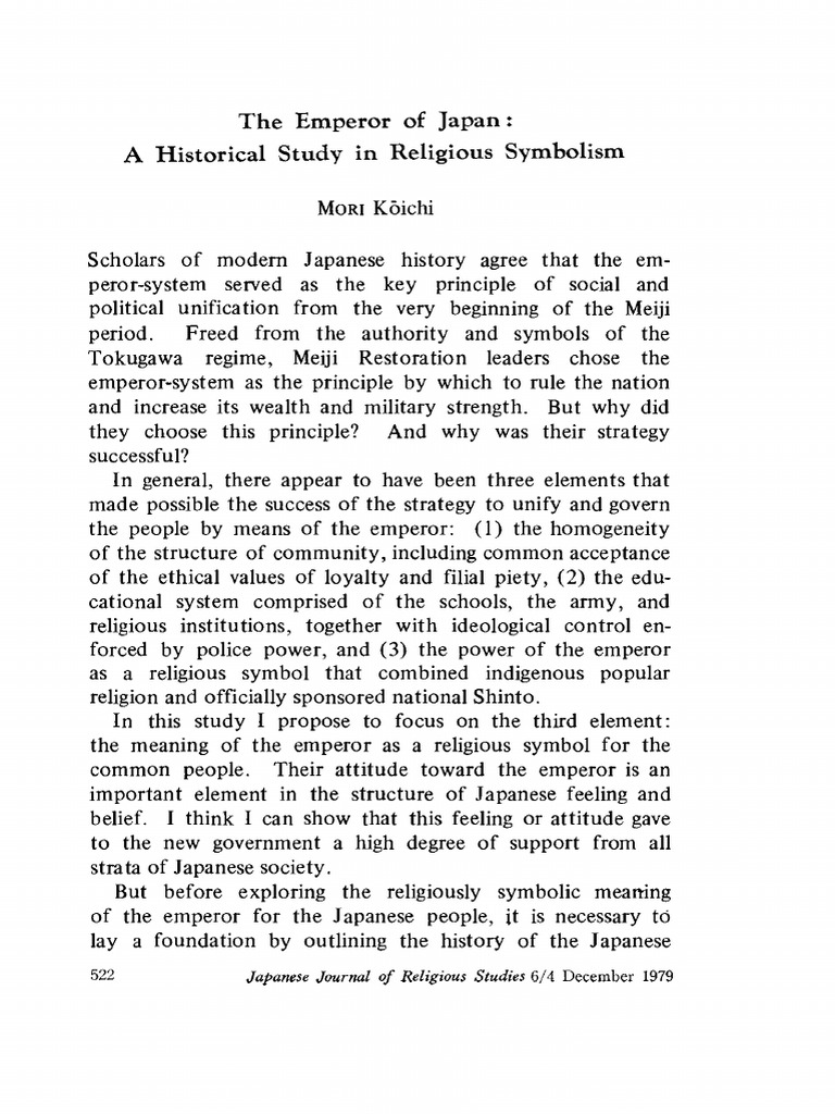 Religious Symbolism of Japan's Emperor | PDF | Shinto | Japan