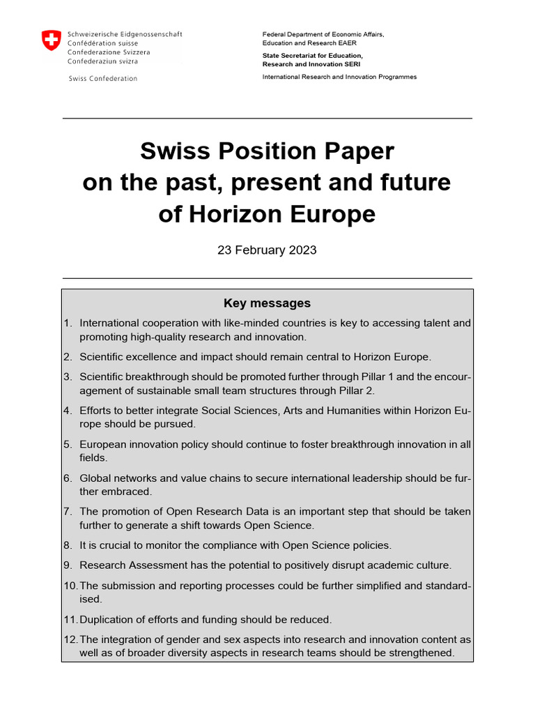 Position Paper Horizon Europe | PDF | Innovation | Science