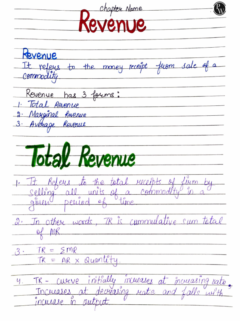 Revenue - Handwritten Notes - (Aarambh 2024) | PDF