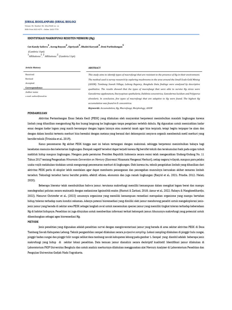 Jurnal Jamur Template | PDF