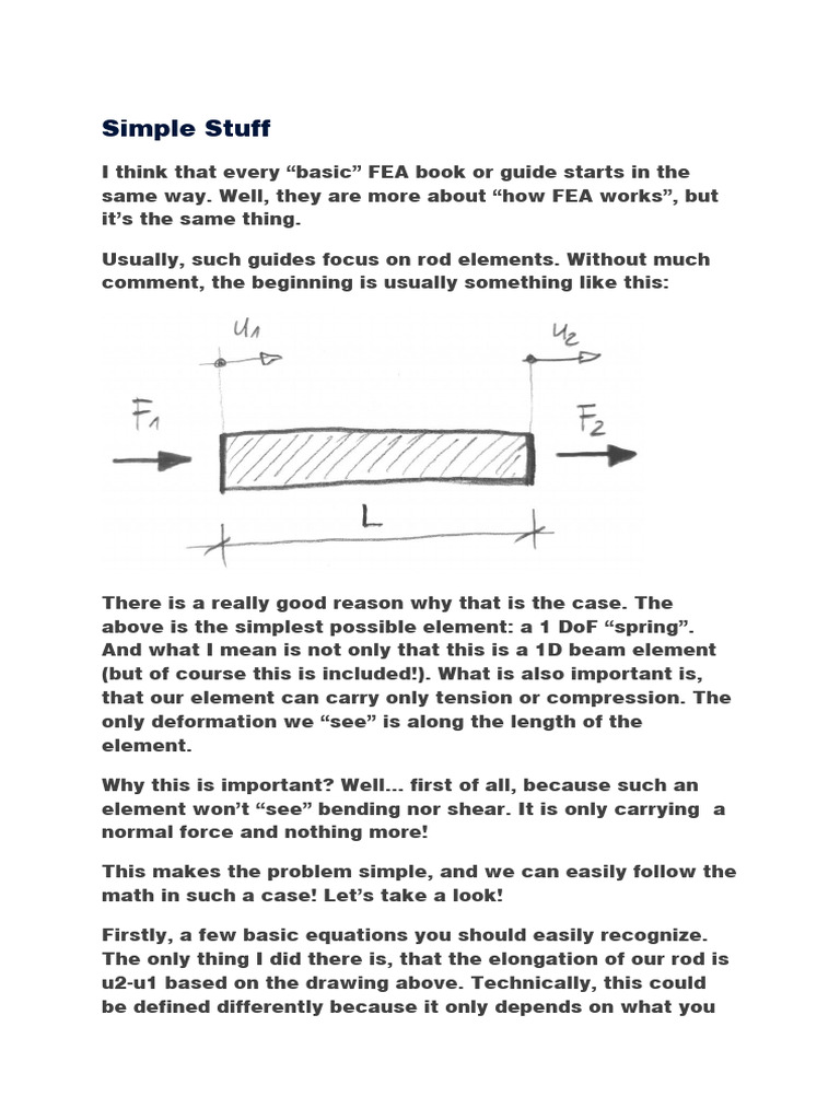 FEA Hand Calculation | PDF | Matrix (Mathematics) | Finite Element Method