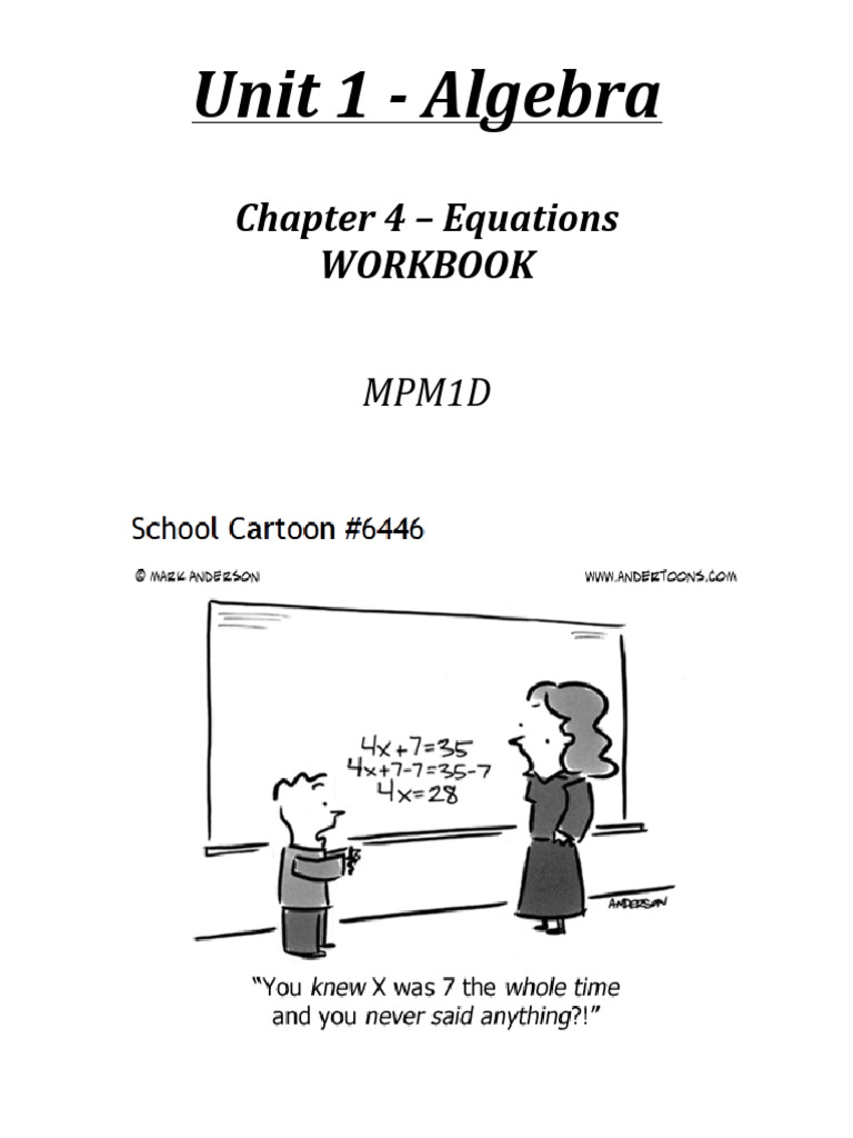 Chapter 4 Equations Workbook | PDF | Elementary Geometry | Elementary Mathematics
