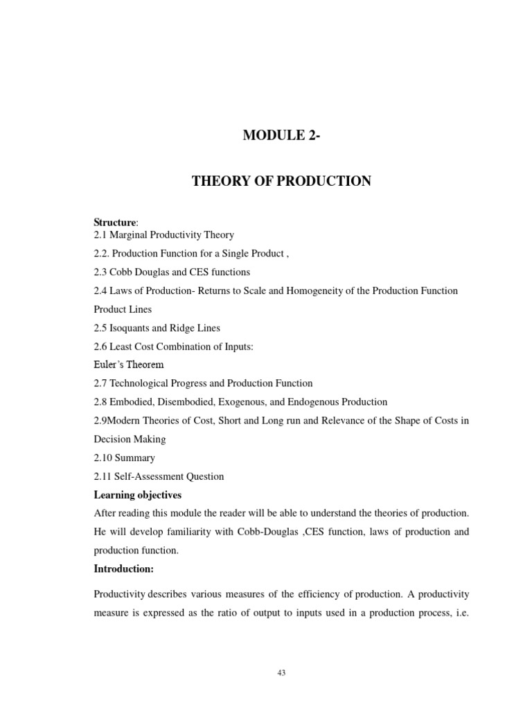 Theory of Production | PDF | Production Function | Business Economics