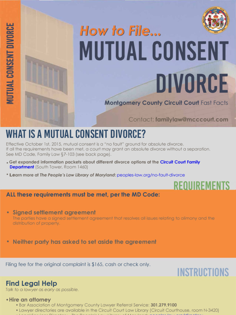 Maryland Mutual Consent Divorce Guide | PDF | Divorce | Lawyer