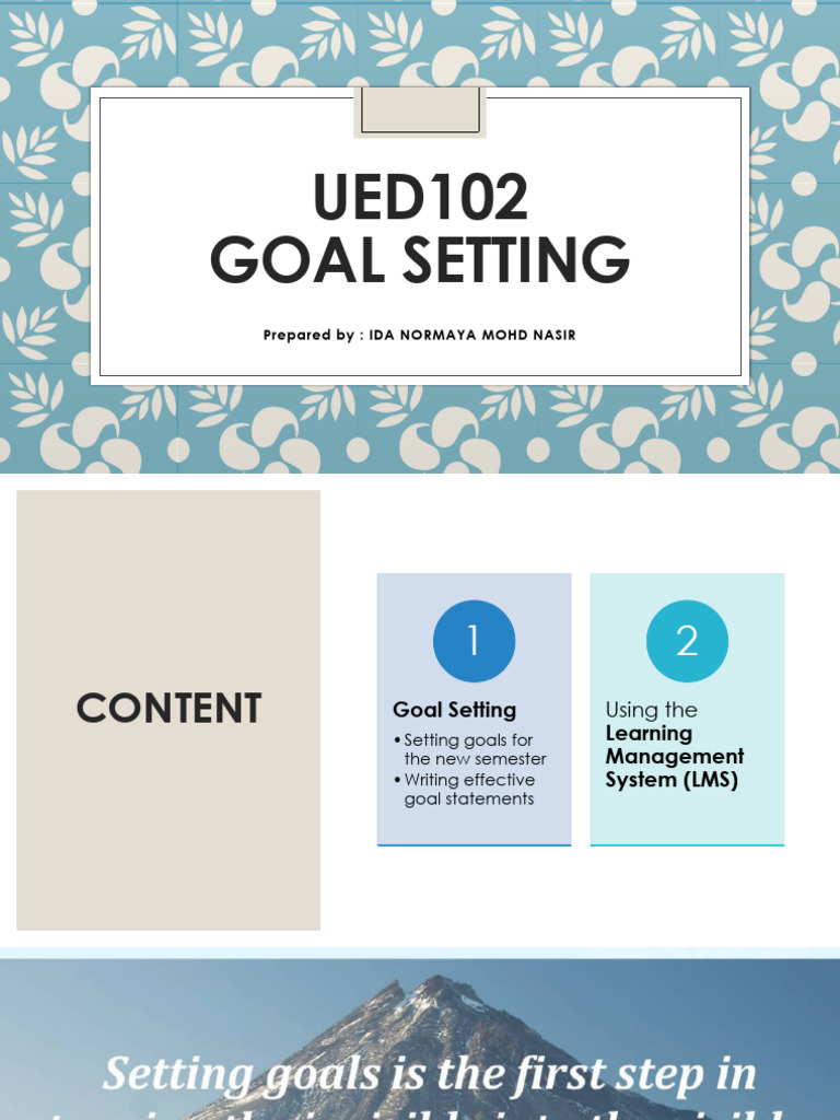 Topic 2 Goal Setting | PDF | Goal | Goal Setting