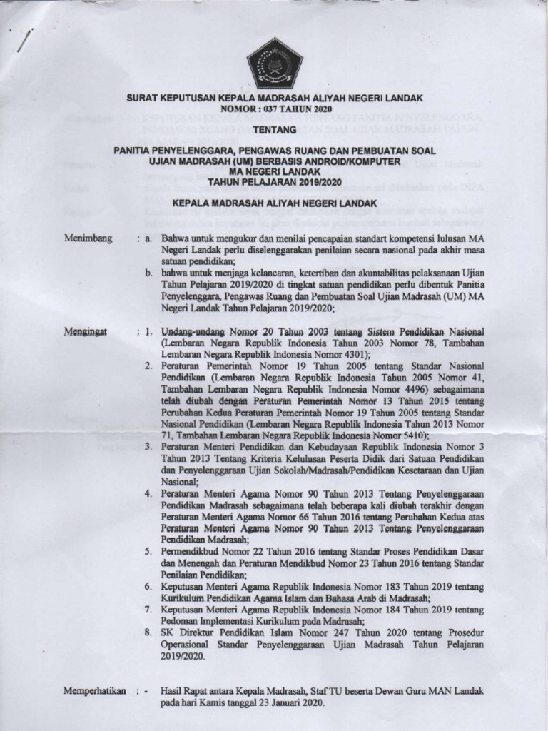 Scan Panitia UMBK 2019 - 2020 | PDF