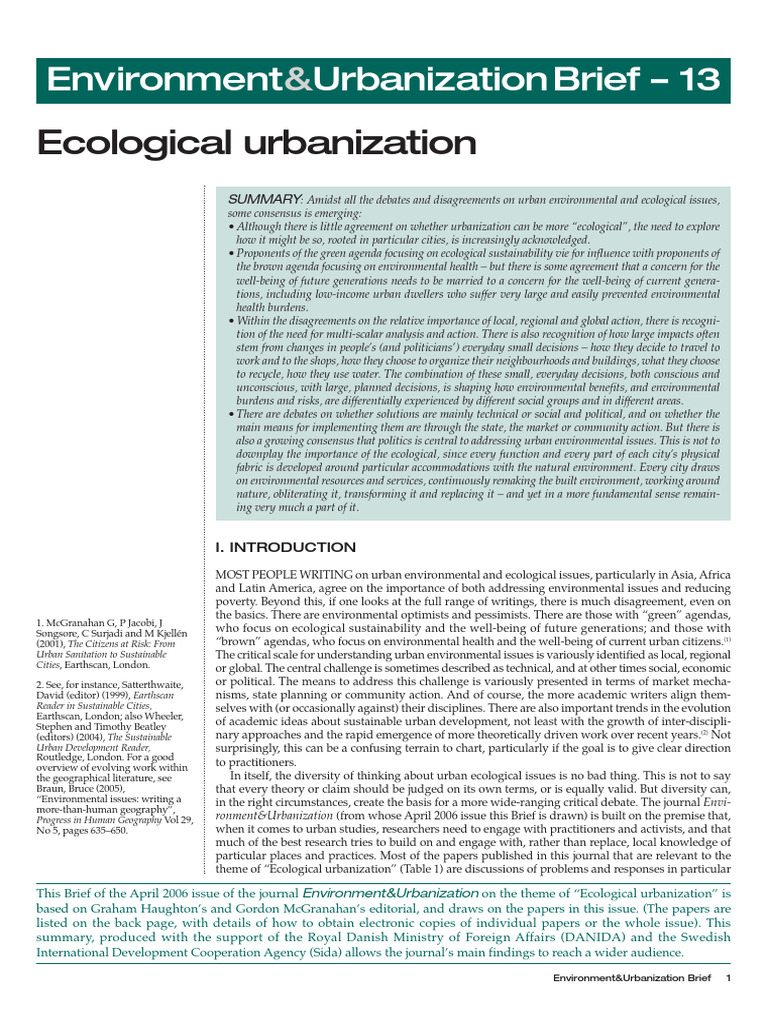 ANALYSIS 1 (Urbanization and Ecological Issues) | PDF | Sustainability ...